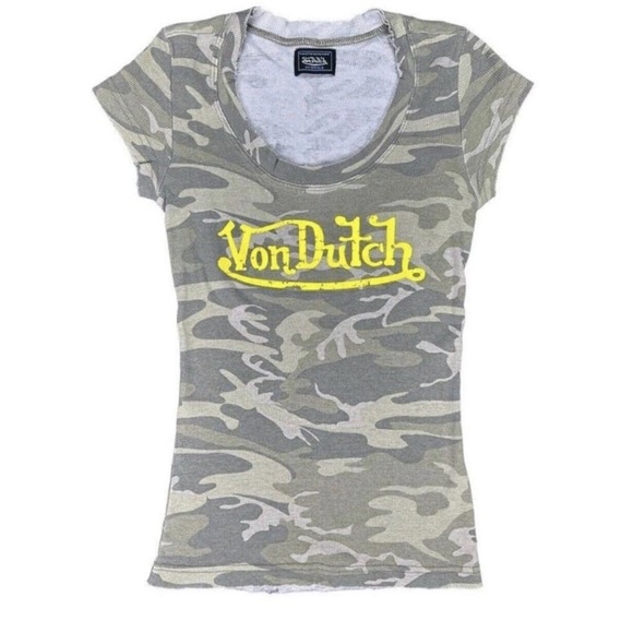 Von Dutch | Tops | Von Dutch Camo Tee Large | Poshmark